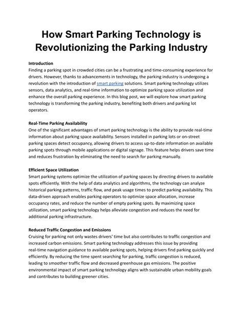 Ppt How Smart Parking Technology Is Revolutionizing The Parking