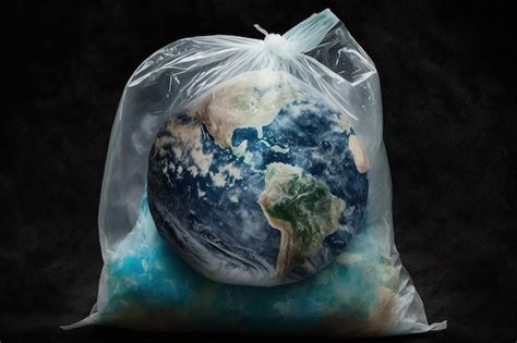 Planeta terra em um saco plástico conceito ambiental gerar ai Foto Premium
