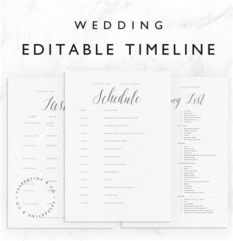 Wedding Timeline Template Bridal Wedding Day Schedule Tasks List