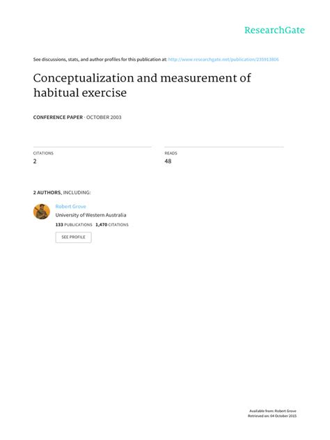 Conceptualization And Measurement Of Habitual Exercise Pdf Habits Psychometrics