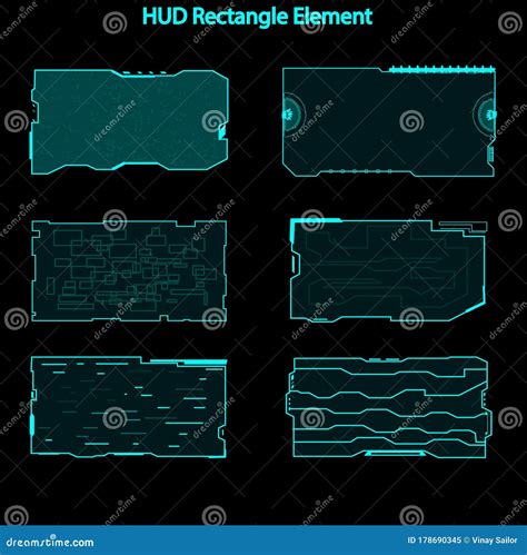 Set Of Hud Rectangle Elements Futuristic Sci Fi Modern User Interface