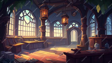 モバイルゲームのための学校の2d背景環境 高品質の水平背景の風景 ゲームテンプレートのデザイン場所 ジェネレーティブai プレミアム写真