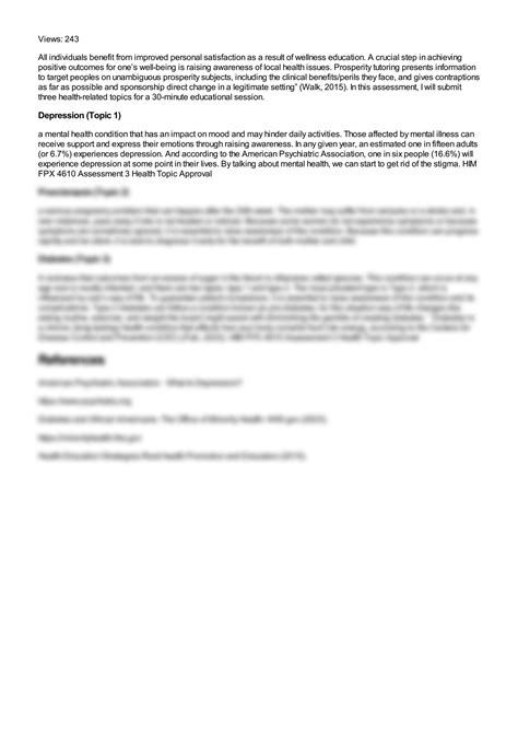 SOLUTION Him Fpx 4610 Assessment 3 Health Topic Approval Studypool