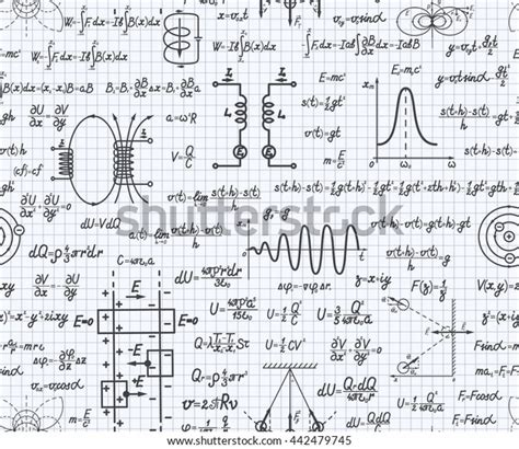 Physical Vector Seamless Pattern Formulas Equations Stock Vector