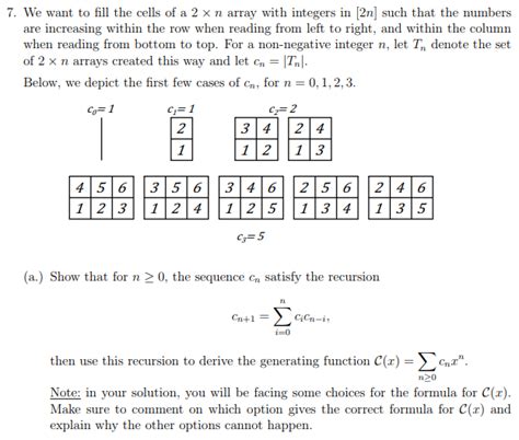Solved 7 We Want To Fill The Cells Of A 2 X N Array With