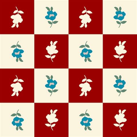 Premium Vector Hand Drawn Minimal Small Flower On Checkerboard