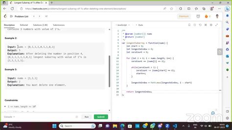Longest Subarray Of 1s After Deleting One Element 100 Days 100 Dsa Day 2 Leet Code