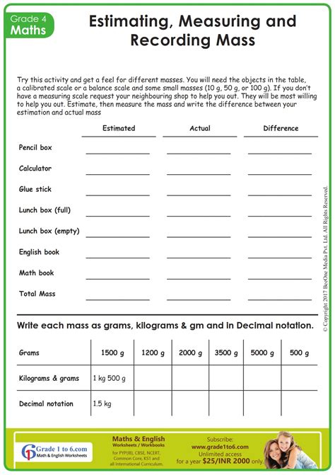 Grade 4 Measurement Workbook Teaching Resources