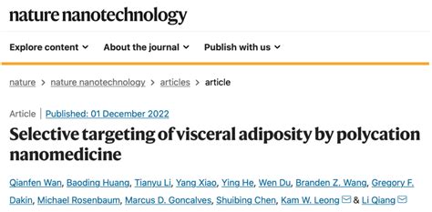 哥大团队开发聚阳离子纳米药物，为治疗中心性肥胖和代谢疾病提供新策略 知乎
