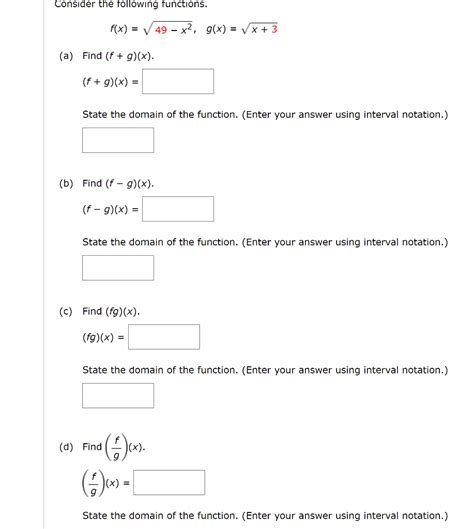 Solved Consider The Following Functions F X 49 X2