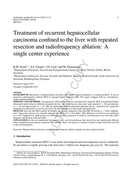 Pdf Treatment Of Recurrent Hepatocellular Carcinoma Confined To The Liver With Repeated