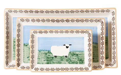 Set Of 3 Rectangular Serving Dishes Landscape