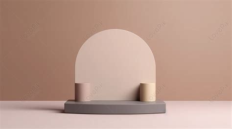 파스텔 베이지 색조로 최소한의 반원형 연단을 멋지게 렌더링 최소한의 포스터 배경 연단 배경 제품 디스플레이 배경 이미지 Hd 최소한의 포스터 연단 제품 디스플레이