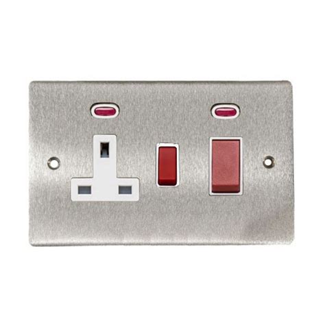 45a Cooker Unit With 13a Switched Socket And Neon Indicators In