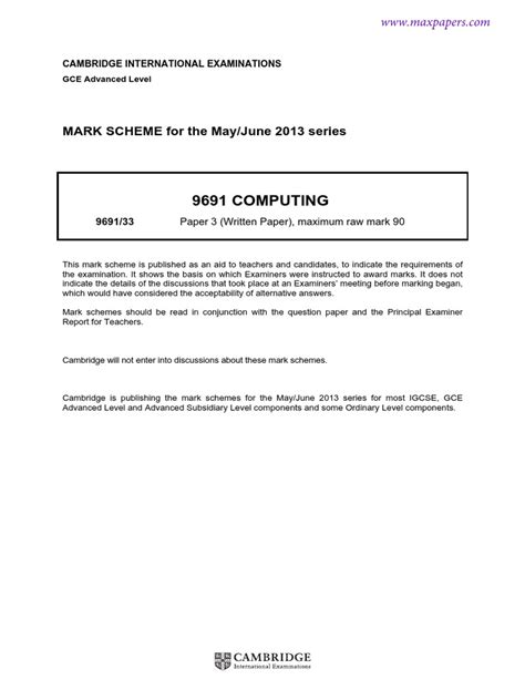 9691 Computing Mark Scheme For The Mayjune 2013 Series Pdf Reserved Word Compiler