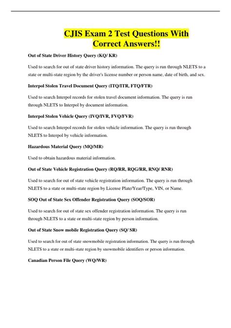 Cjis Exam 2 Test Questions With Correct Answers Cjis Stuvia Us