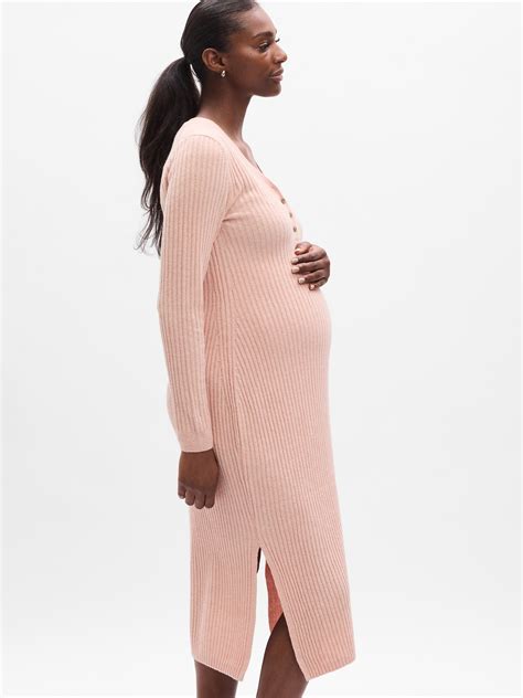 Maternity Cashsoft Henley Midi Sweater Dress Gap