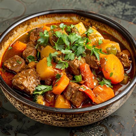 Beef Stew With Carrots And Potatoes In Bowl Premium Ai Generated Image