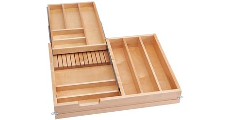 Rev A Shelf 4WTCD 30SC 1 4WTCD Series 27 Inch Pull Out 2 Tier Cutlery Organizer Drawer With Soft
