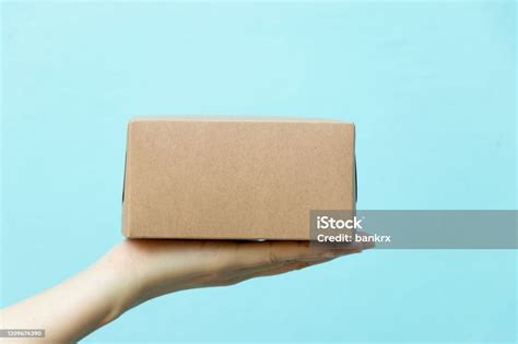복사 공간이있는 파란색 벽 배경에 갈색 골판지 상자를 쥐고있는 여성 상자에 대한 스톡 사진 및 기타 이미지 상자 갈색 고객 Istock