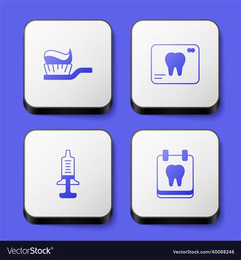 Set Toothbrush With Toothpaste X Ray Of Syringe Vector Image