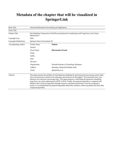 Pdf On Scheduling Transaction In Grid Processing System Considering Load Using Fuzzy Ant