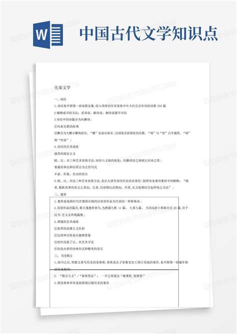 中国古代文学知识点word模板下载编号qwawdbkn熊猫办公
