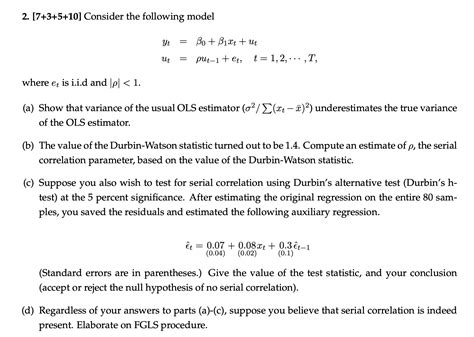 Solved I Want An Answer For A This Is From Econometrics Chegg