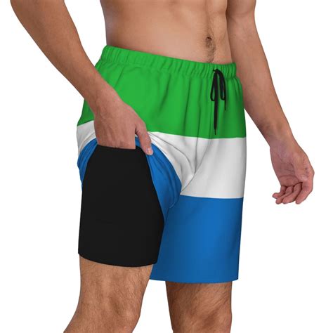 Mens Sierra Leone Flag 2 In 1 Quick Dry Swim Trunks With Compression