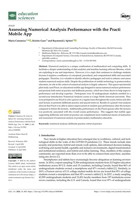 pdf assessing numerical analysis performance with the practi mobile app