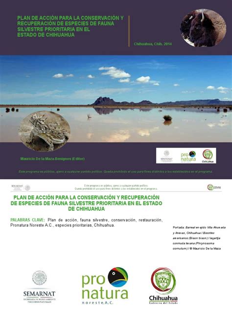 Plan De Acción Para La Conservación Y Recuperación De Especies De Fauna