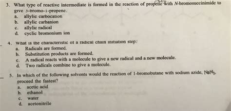 solved 3 what type of reactive intermediate is formed in