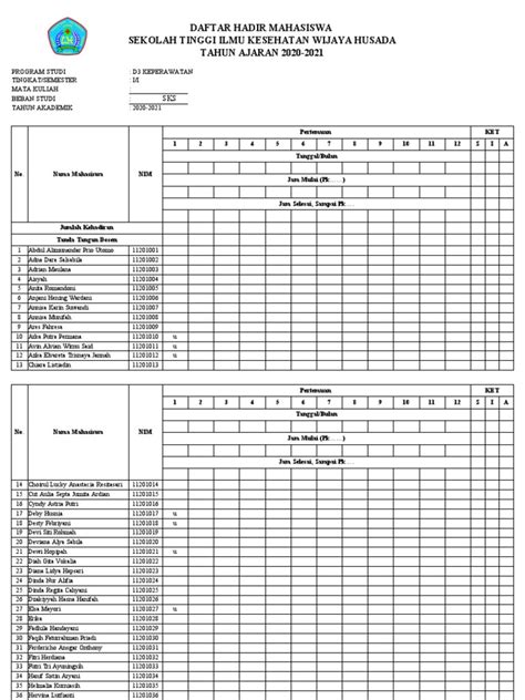 Absen D3 Perawat Nim 2020 Ok V3 Pdf