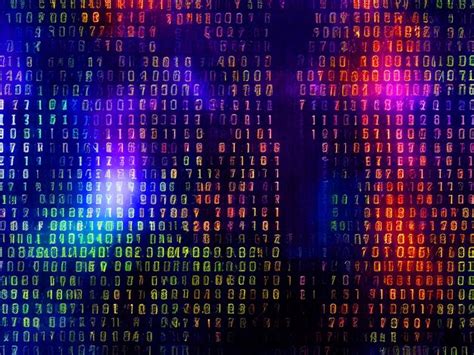 premium photo colorful binary code abstract background in dark