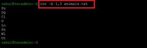 cut command in linux with examples tecadmin