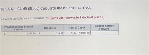 Solved TB SA Qu 04 49 Static Calculate The Balance Chegg Com