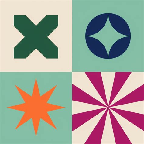 Geometric 2x2 Grid Design With Vibrant Shapes Seamless Pattern Playground