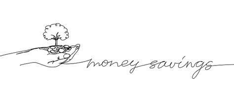 손에 동전 더미에서 자라는 나무 센트 페니 달러 흐리브냐 유로 원 라인 아트 은행 돈 경제 비문 글자 손으로 쓴 부 신용의 연속 라인 그리기 개발에 대한 스톡 벡터 아트 및