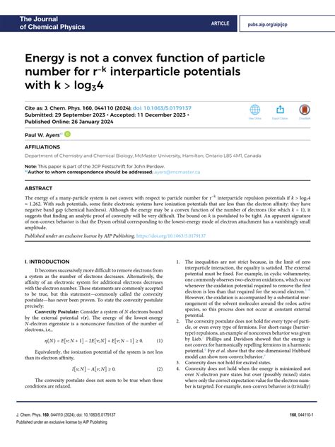Energy Is Not A Convex Function Of Particle Number For R Interparticle