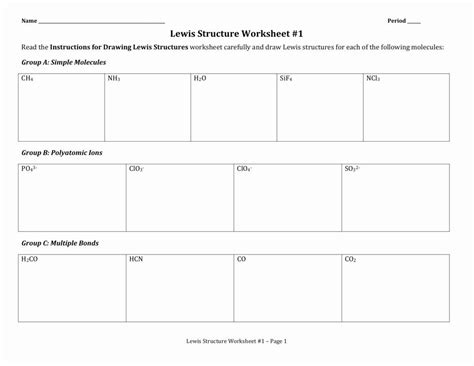 Lewis Dot Structures Worksheet 1 Answer Key — Db