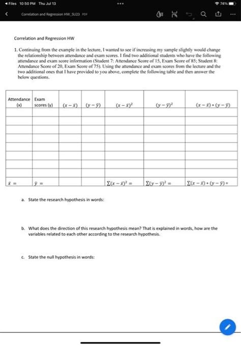 Correlation And Regression Hw D What Is Your