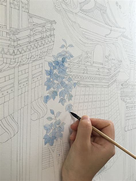 端木良锦《净土楼阙》丝巾图案手绘版画创作插画商业插画陳佳丽原创作品 站酷zcool