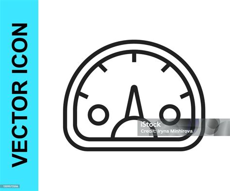 Ikon Speedometer Garis Hitam Diisolasi Pada Latar Belakang Putih Vektor