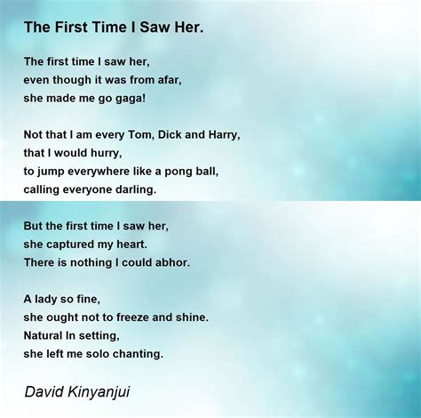 The First Time I Saw You Poem