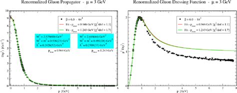 Fit To The Gluon Propagator Left And Dressing Function Right