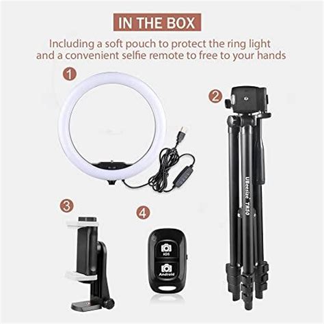 Ubeesize Tr50 Y Anillo De Luz Para Selfie De 10 Pulgadas Con Soporte De