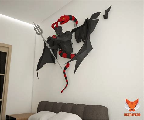 Devil Demon Papercraft Pdf Template Diy 3d Model Fanart Paper Sculpture Low Poly Pepakura