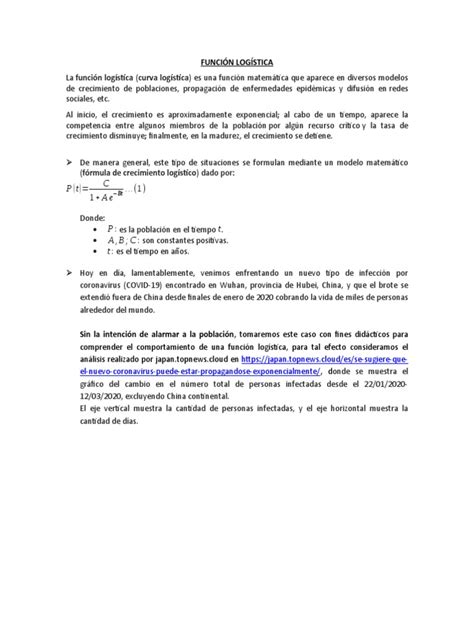 Función Logística Pdf Función Logística Enseñanza De Matemática