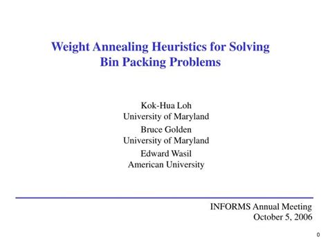 ppt weight annealing heuristics for solving bin packing problems