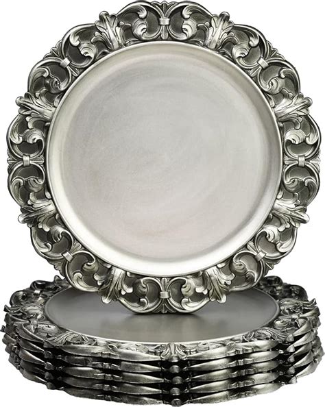Amazon Leemxiiny 13 Antique Silver Charger Plates Set Of 6
